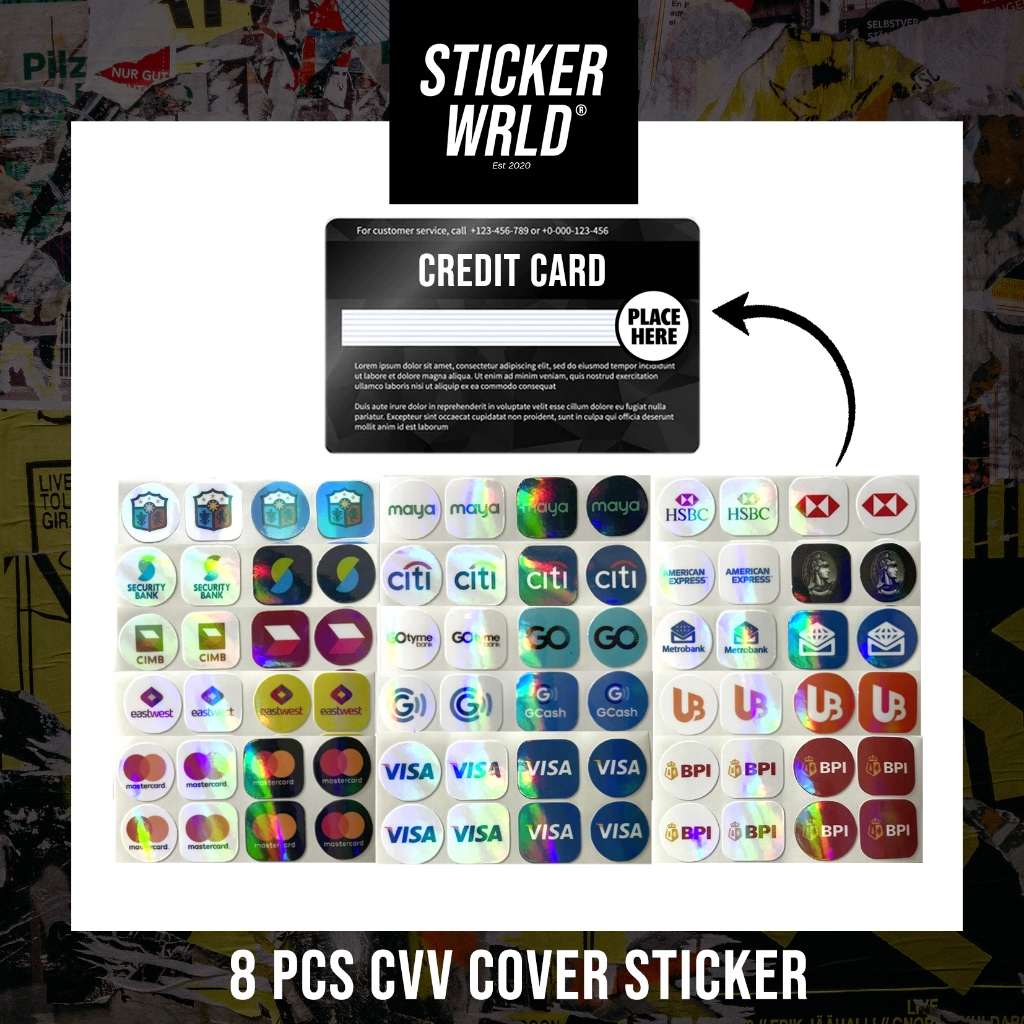 8 pcs CVV Credit Card / Debit Card Cover Sticker Holographic | Shopee ...