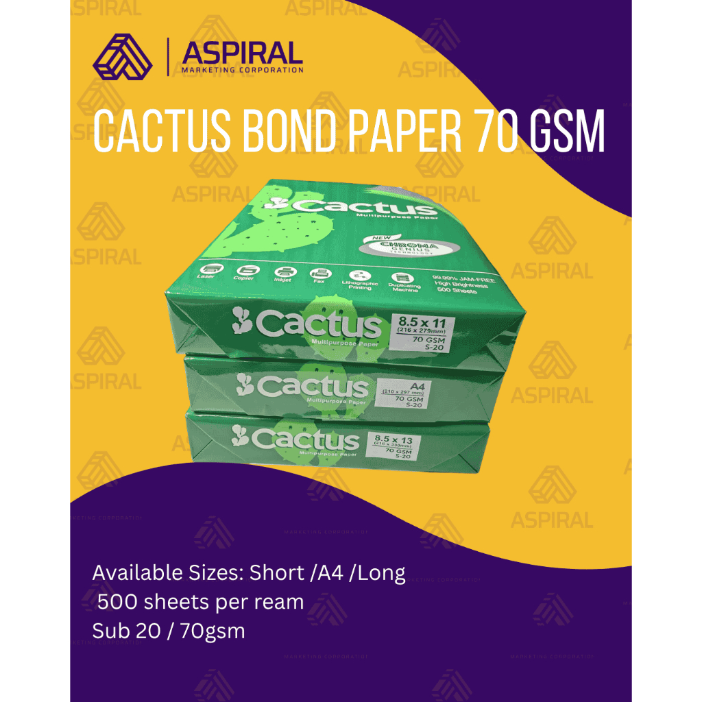 Cactus Bond Paper Sub20 70gsm Super Fine White Texture | Shopee Philippines