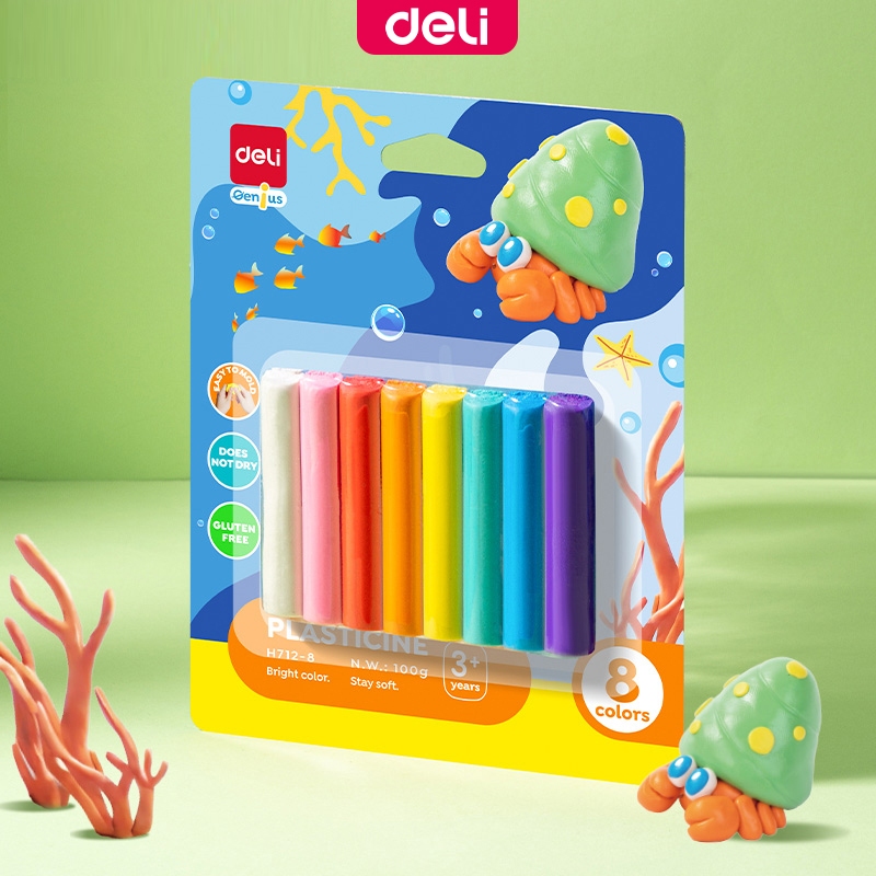 Deli 6/8 Colors Play Dough Colored Clay Set Kids Clay Toys EH712-6 ...