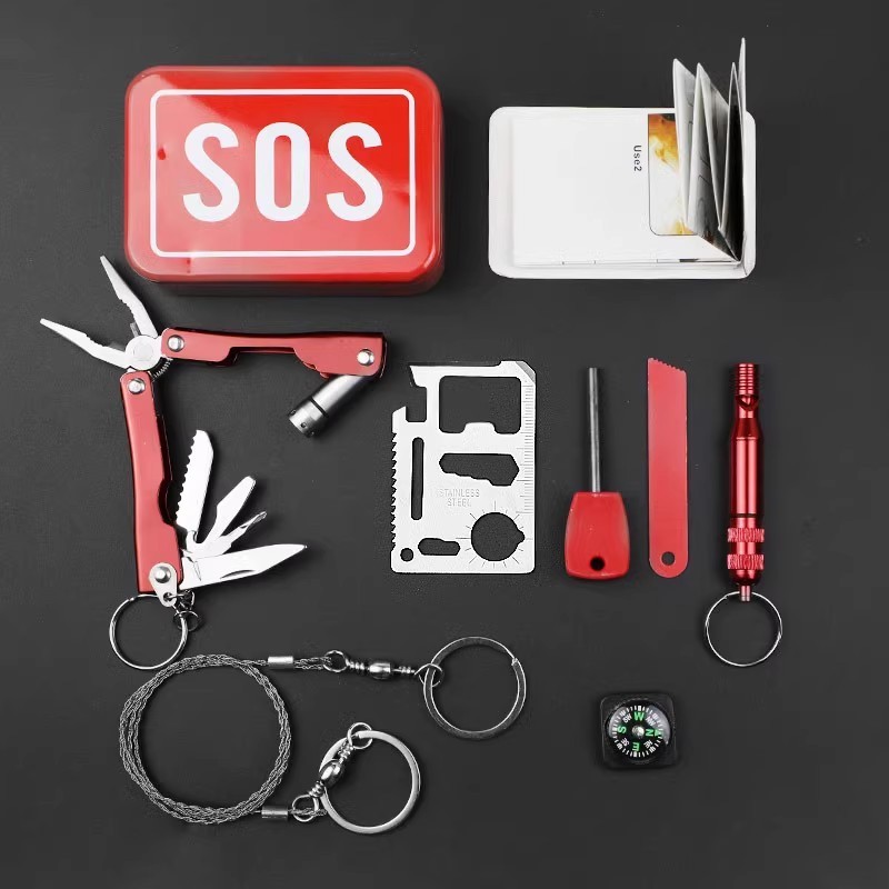 Outdoor equipment, wilderness survival tool set Emergency package SOS ...