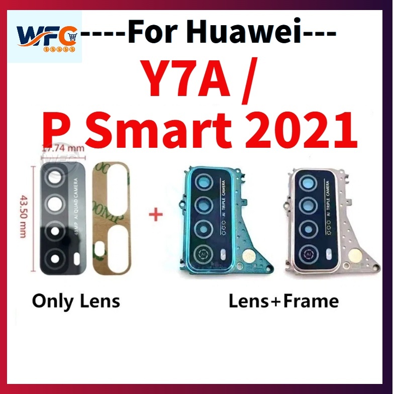 For Huawei Y7A / P Smart 2021 Back Camera Lens Rear Glass With Frame ...
