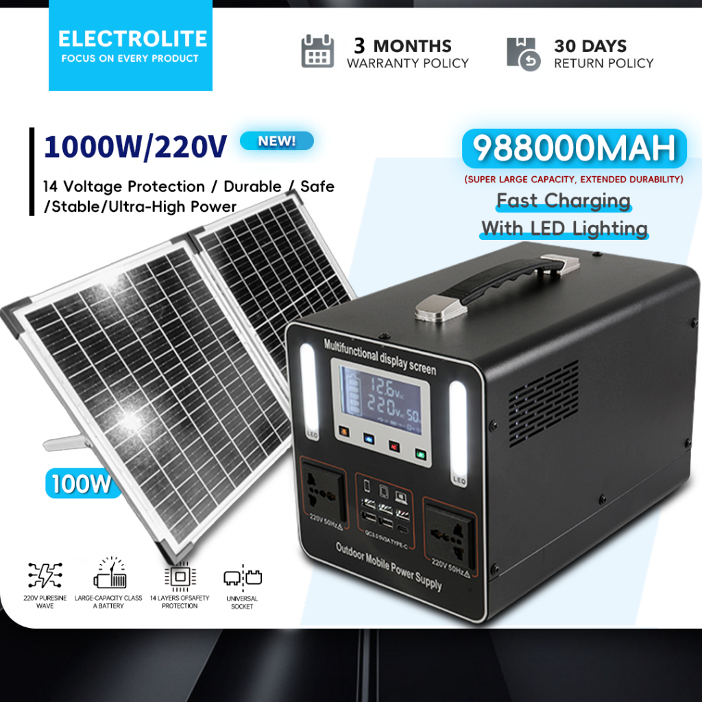 Power Station 1000W/988,000mAh Super High Capacity Multi-Function Solar ...