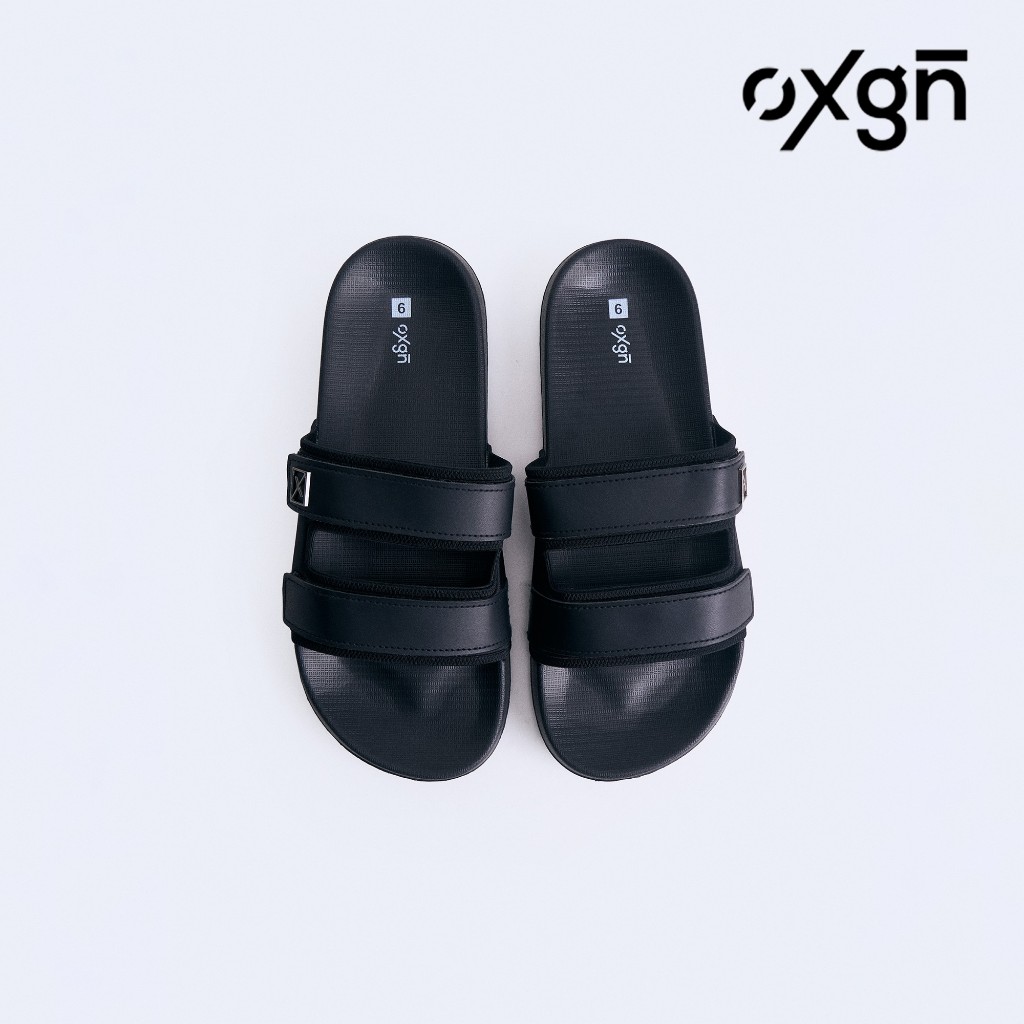 OXGN Double Band Slides For Men (Black/Brown) | Shopee Philippines