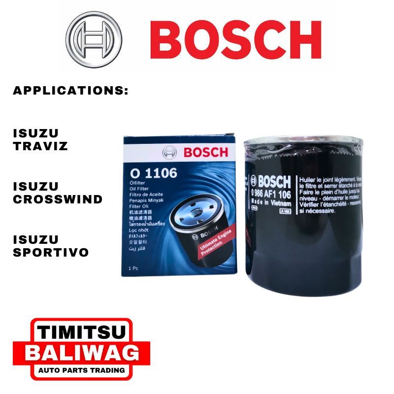 BOSCH OIL FILTER FOR ISUZU TRAVIZ / CROSSWIND / SPORTIVO (C-527) O 1106 ...