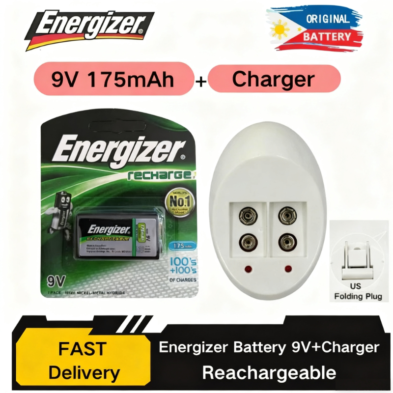1PCS/2PCS Original Energizer 9V NiMH Rechargeable 175mAh Battery with ...