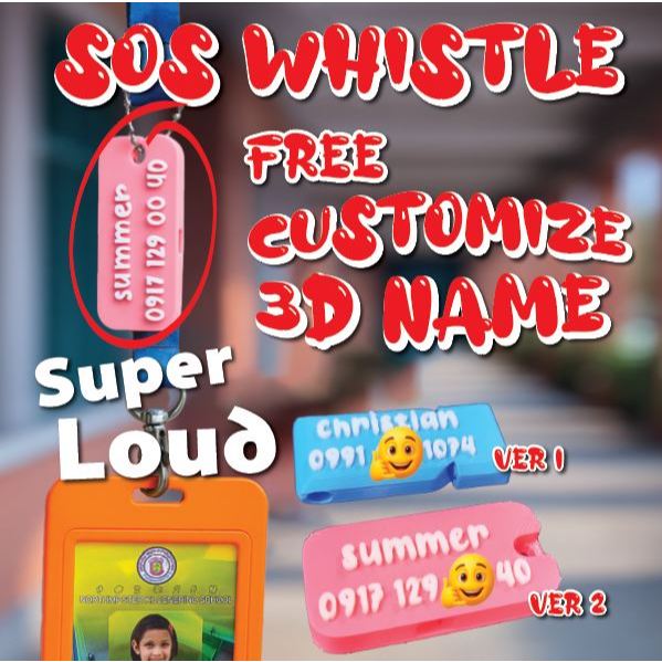SOS Whistle Super Loud with FREE 3D Name (v1/v2) | Shopee Philippines