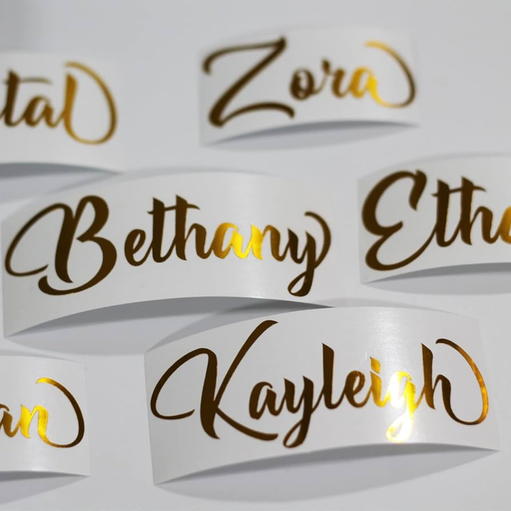 GOLD VINYL STICKER DECALS (FOR CAR, LEATHER, NOTEBOOK, JEWELRY BOX, ETC ...