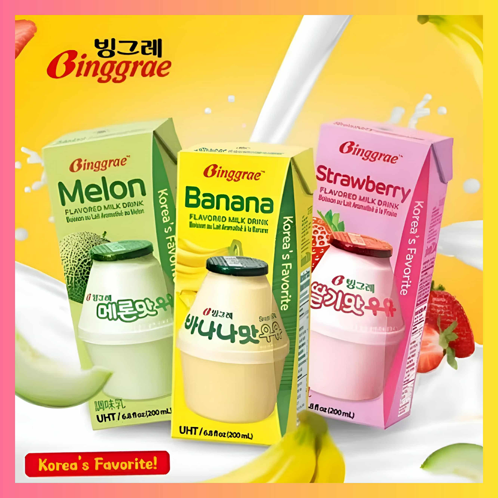 Binggrae Milk Banana/Strawberry/Melon/Taro/Coffee/Taro 200mL | Shopee ...