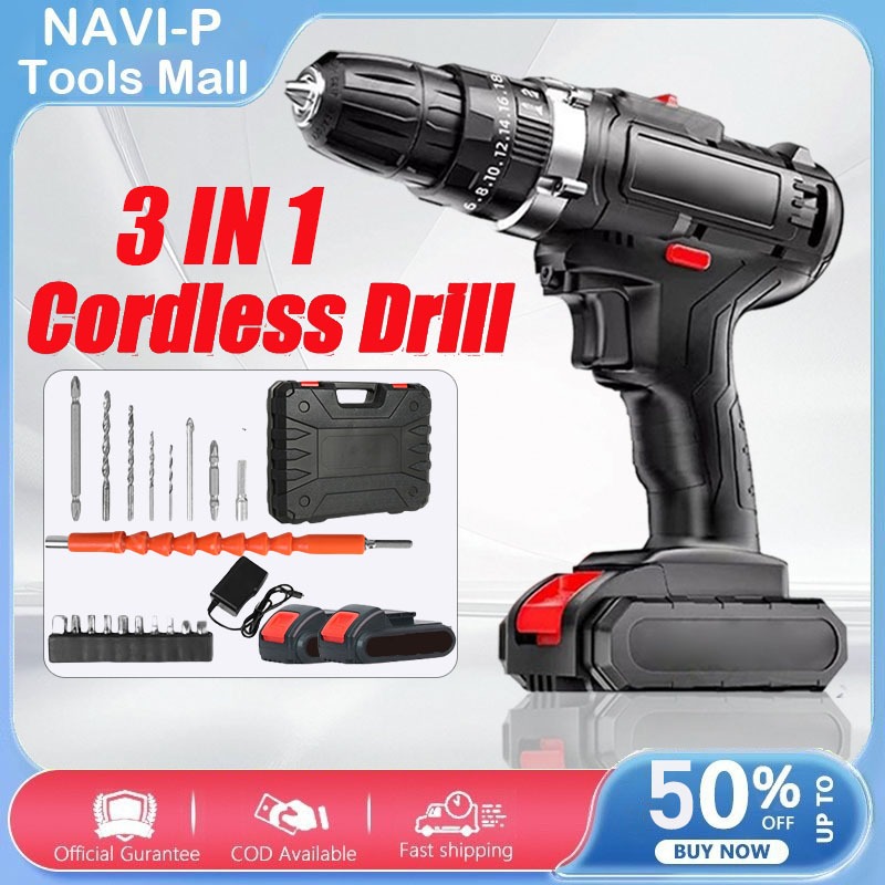 Cordless Drill set heavy duty 188VF Impact Drill power tools set screw ...