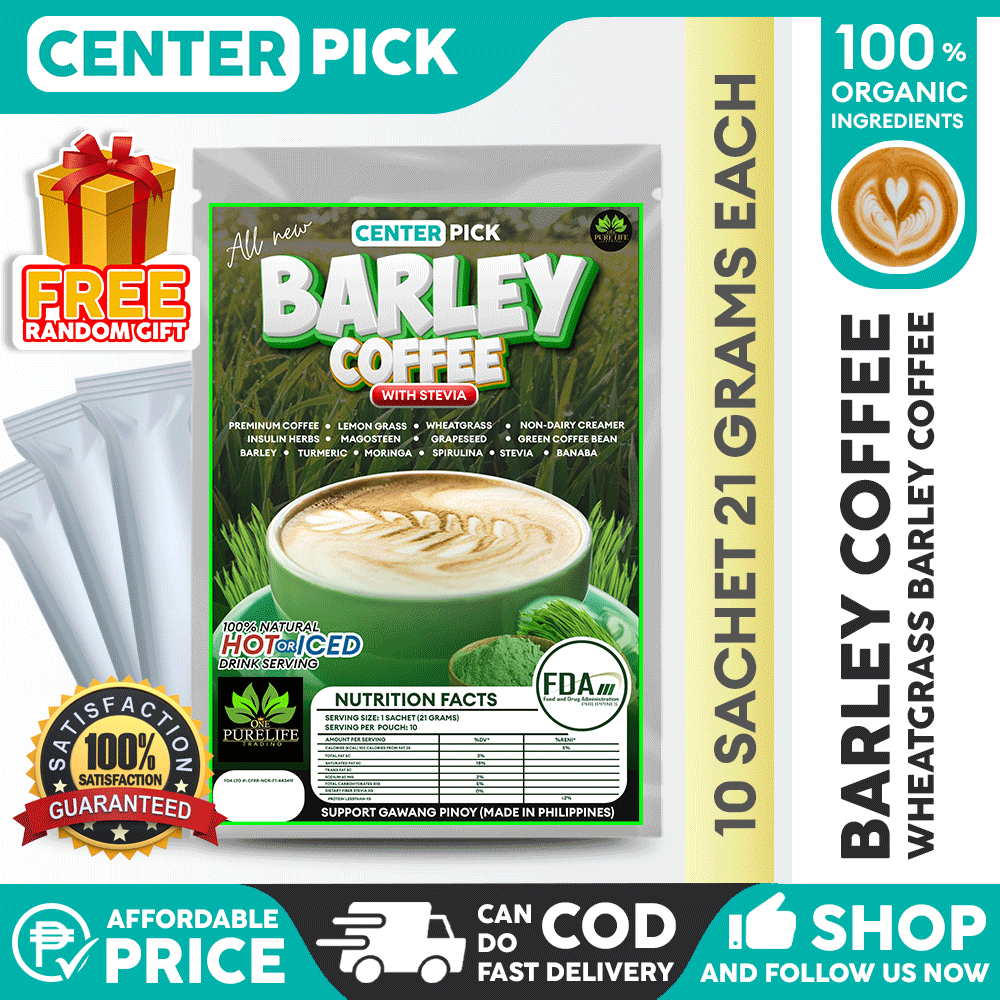 Centerpick Barley Coffee, 10 Sachets Organic Brew, Kape, Stevia Blend ...