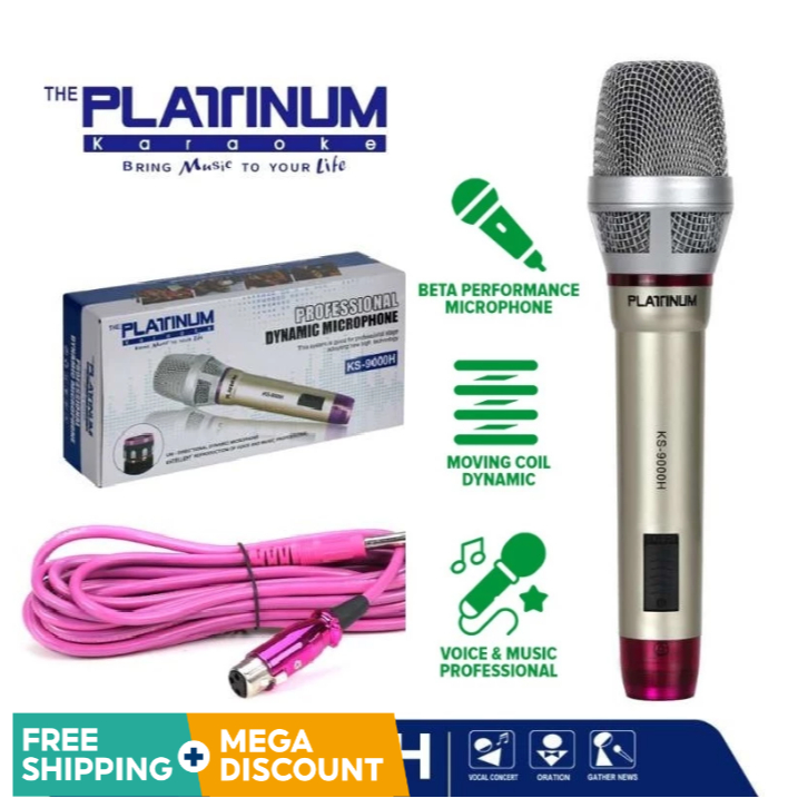 Platinum Karaoke KS-9000H Dynamic Microphone Professional Wired MIC For ...