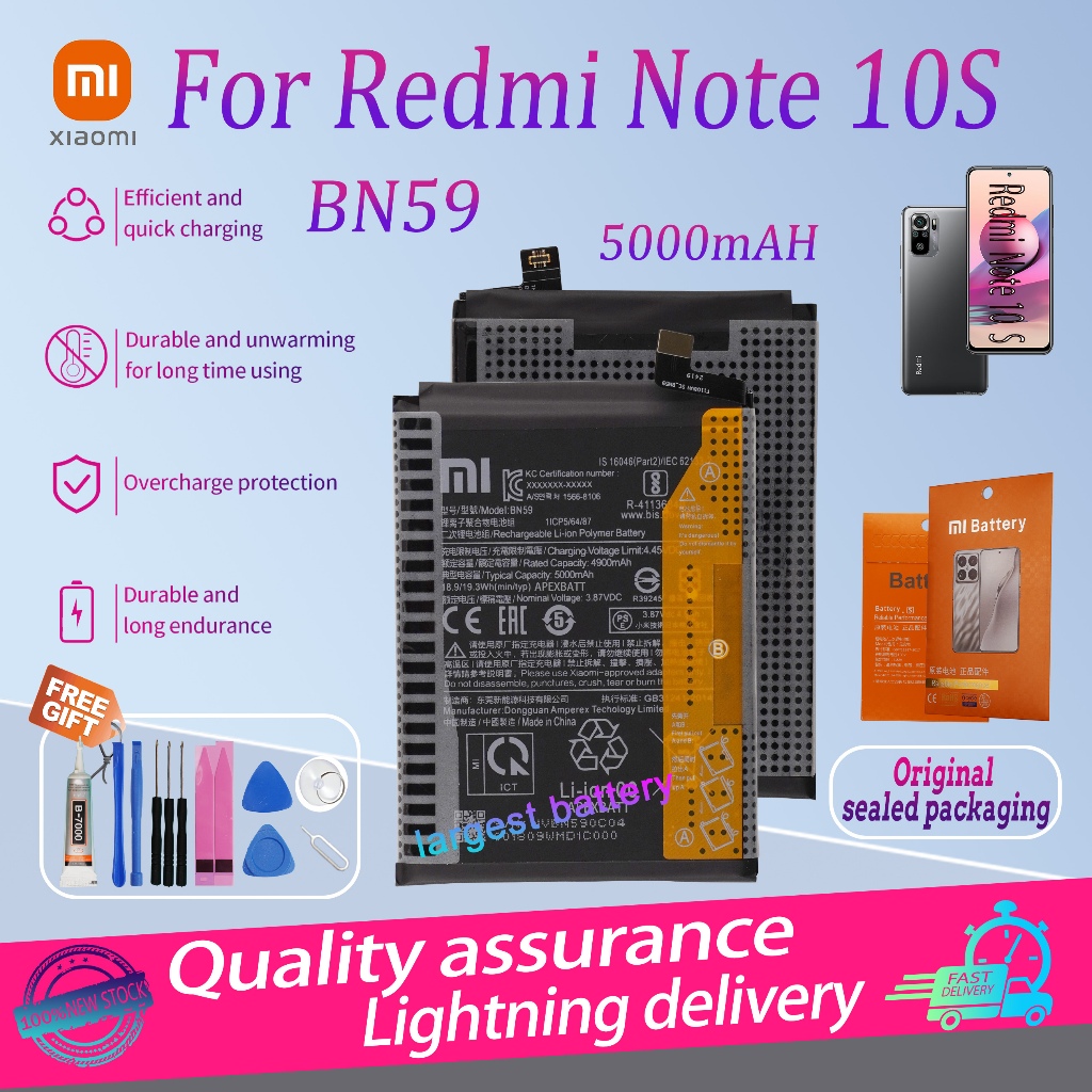 APEXBATT Orginal New 5000mAh BN59 Battery For Xiaomi Redmi Note 10S ...