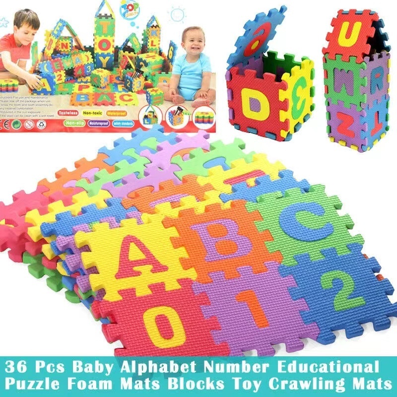 36 PCS Infant and Toddler Mini Alphabet Number Puzzle Toys Kids Foam ...
