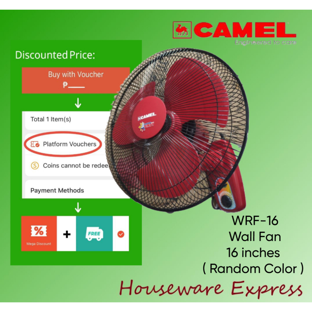Camel WRF16 Wall Fan 16 inches WRF-16 (Random Color) | Shopee Philippines