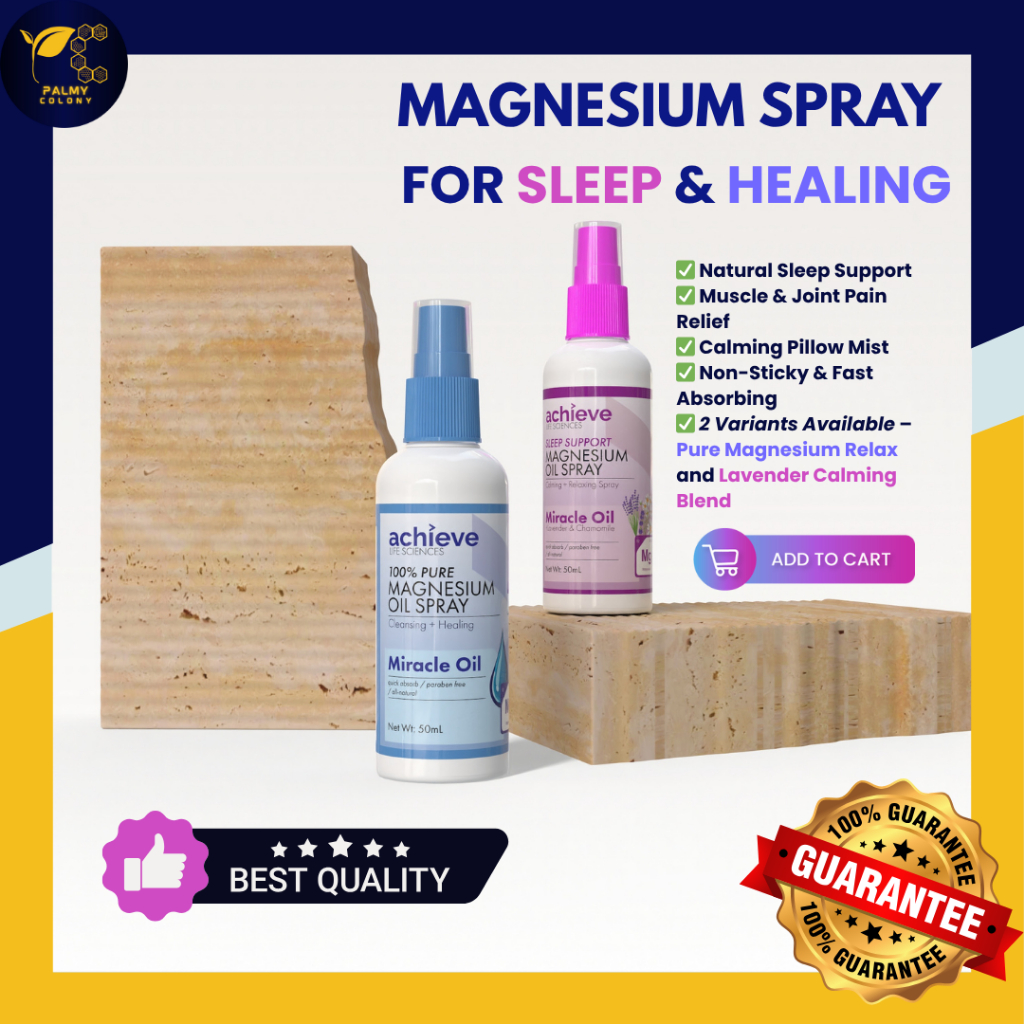 Achieve Magnesium Oil Spray For Sleep Insomnia Calming Pillow Mist ...