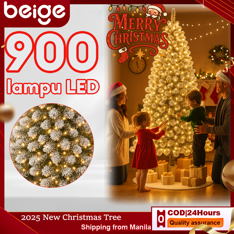 Beige 2025 New Snow Christmas Tree With Light Flocking Material Tree ...