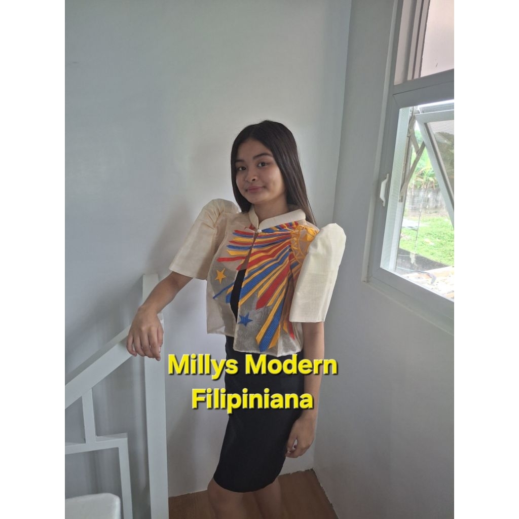 MODERN FILIPINIANA BOLERO SINAG EMBROIDERED DESIGN | Shopee Philippines
