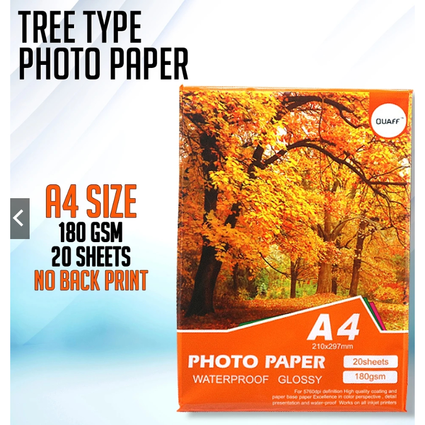 1PCS QUAFF Photo Paper 180GSM A4 (20 sheets / pack) | Shopee Philippines
