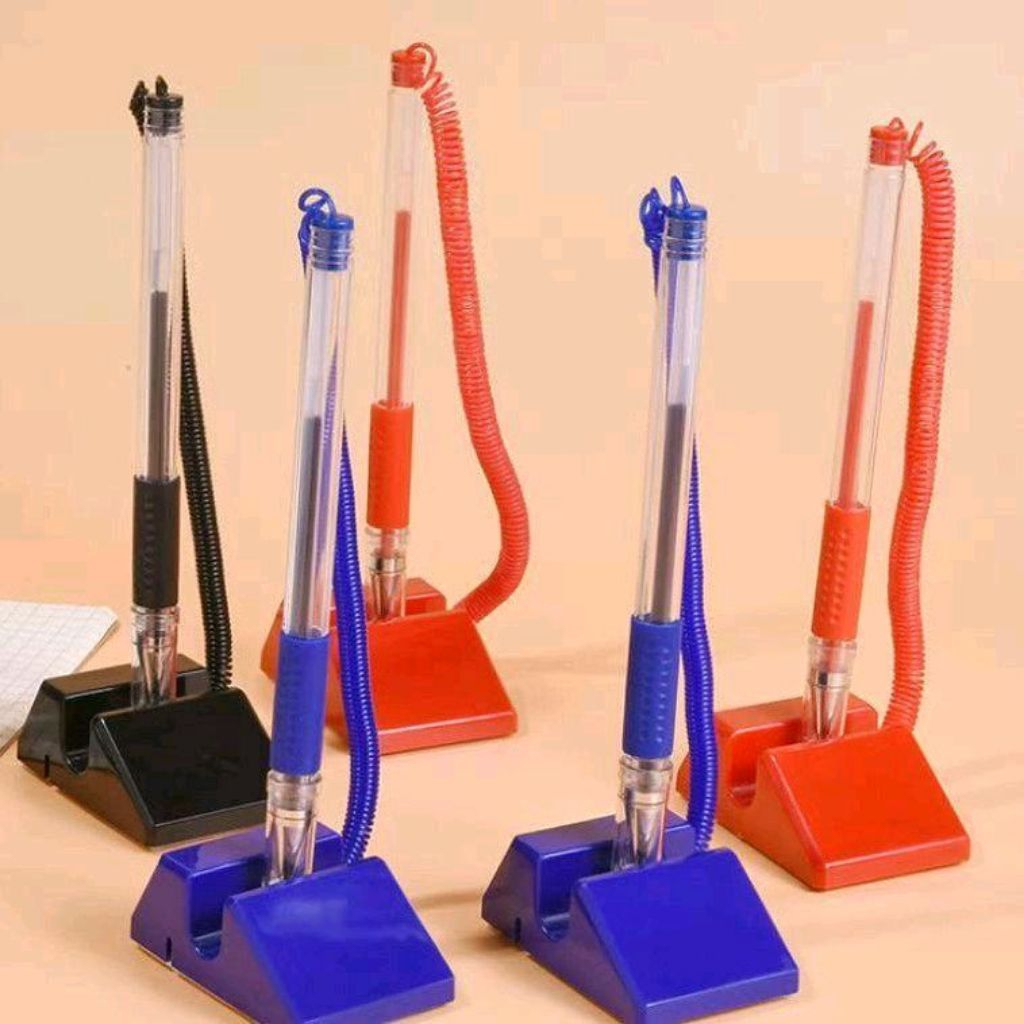 Table Top Pen Black Counter Pen with String Wire Stand Office Bank ...