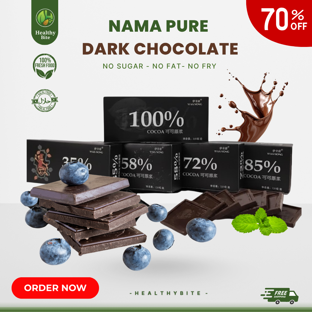NAMA PURE DARK CHOCOLATE 35%-100% | Dark chocolate, sugar-free diet ...