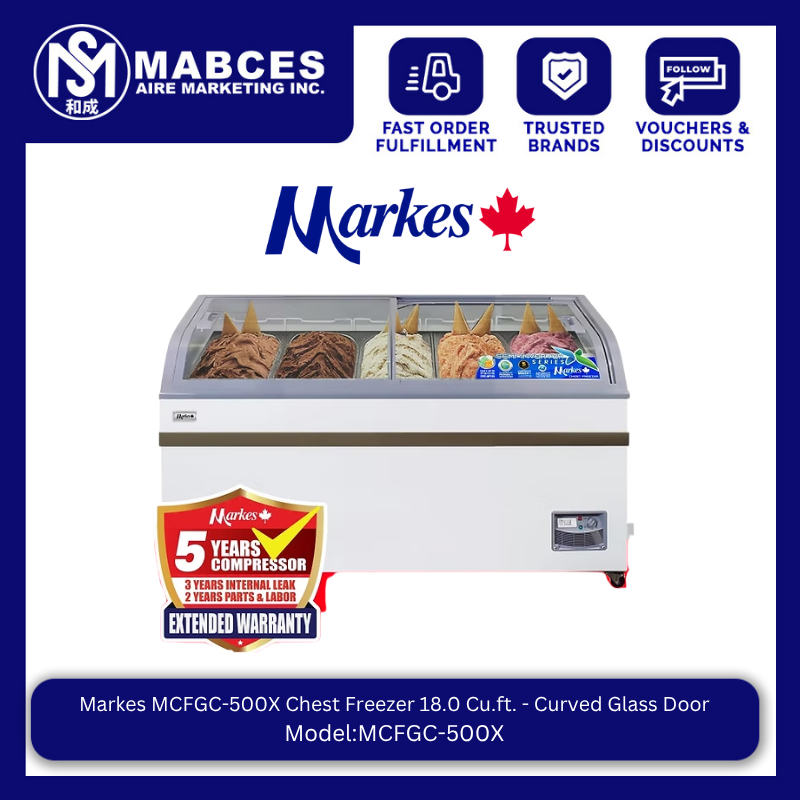 Markes MCFGC-500X Chest Freezer 18.0 Cu.ft. - Curved Glass Door ...