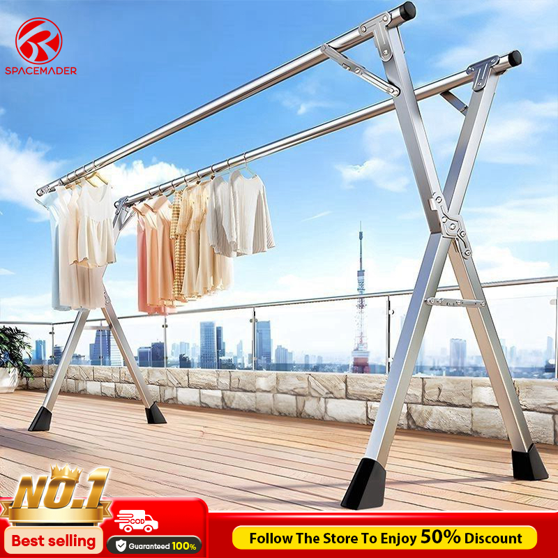 SPACEMADER Sampayan Foldable Drying Rack Stainless Steel Drying Rack ...