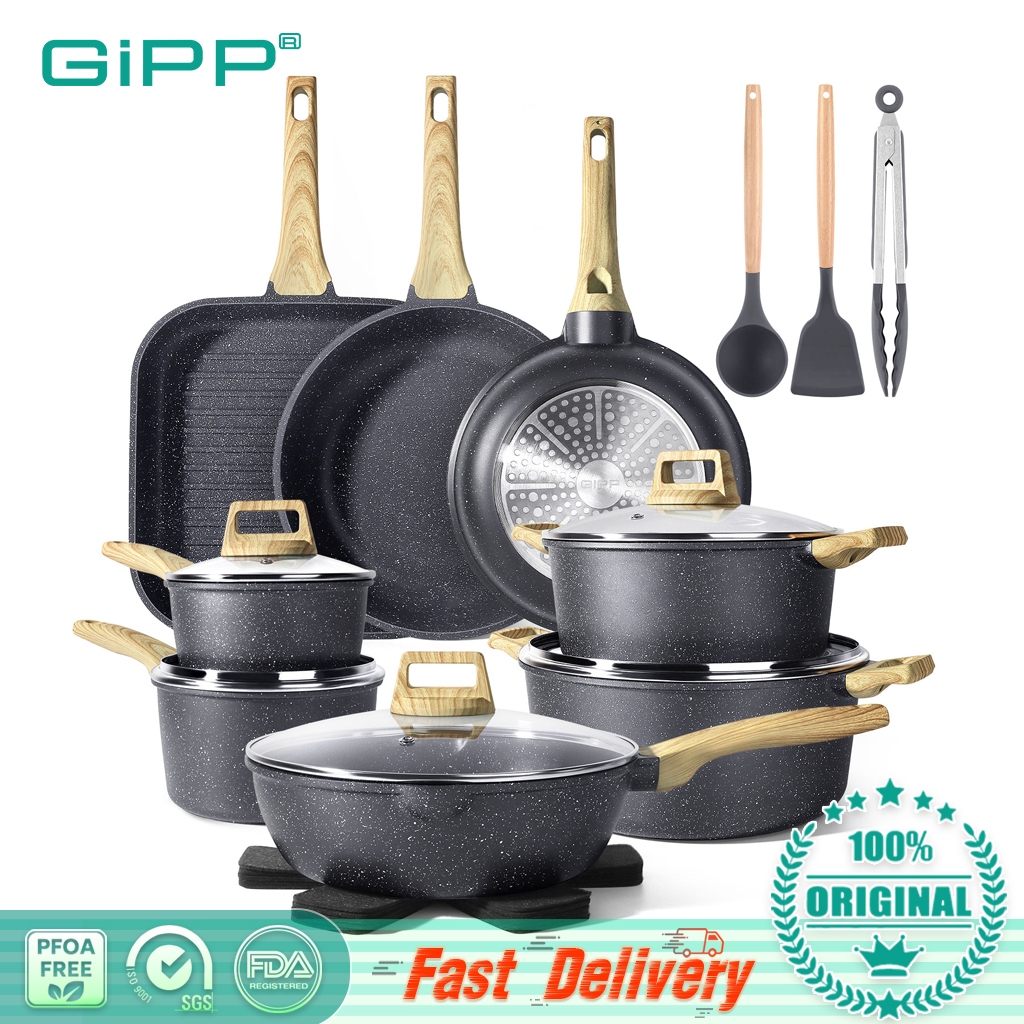 GIPP 21 Pcs Cookware Set Non Stick Frying Pan Kawali Makapal Suitable ...