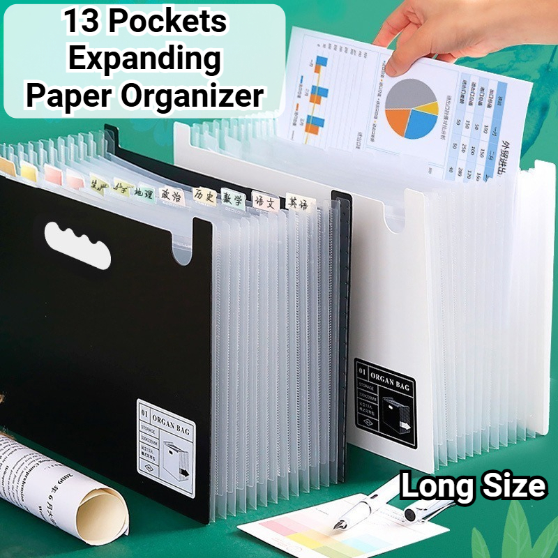 Long Expanding File Organizer 13Pocket Paper Folder Portable Document ...
