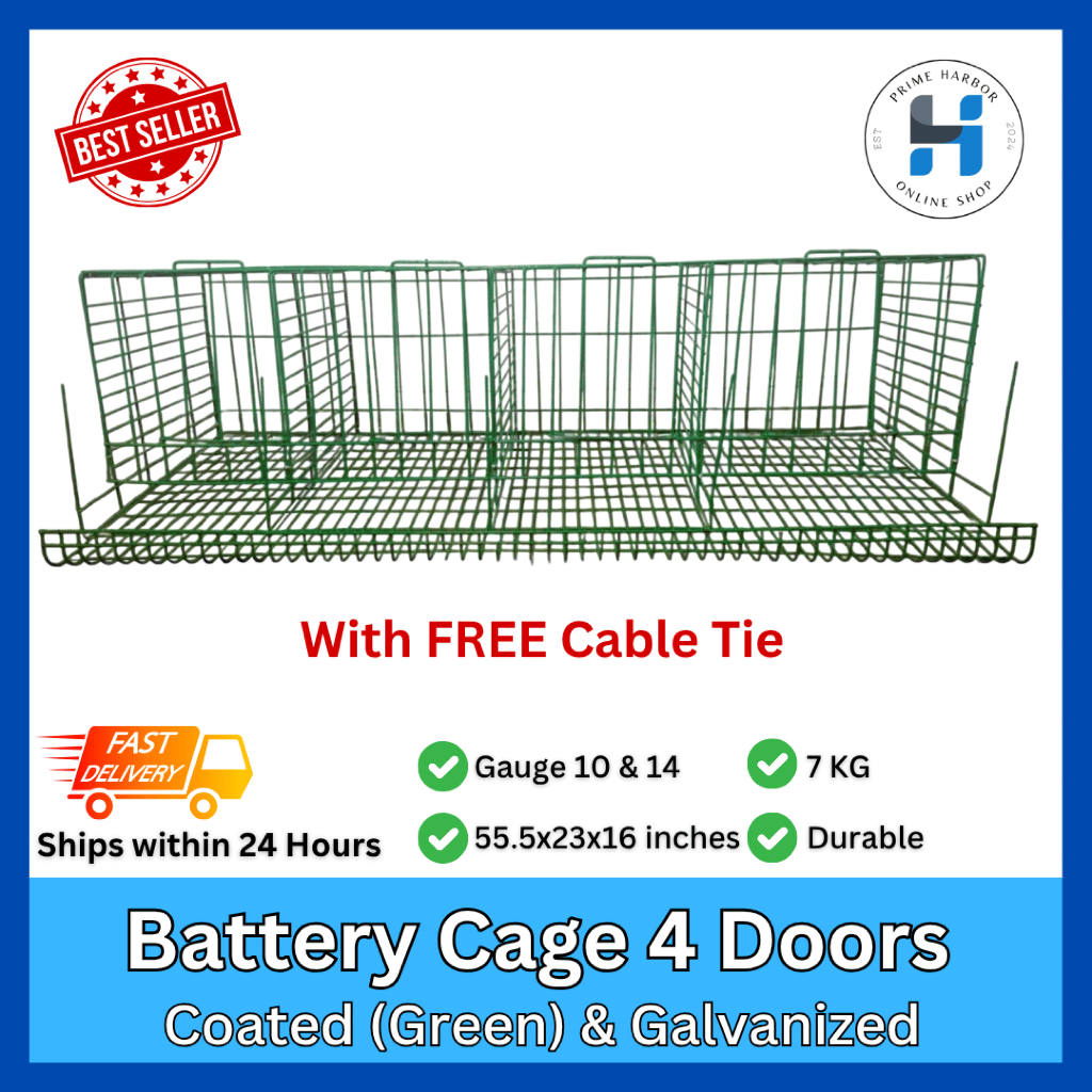 4 doors Battery Cage / Green / Galvanized / RTL / Chicken Pen ...