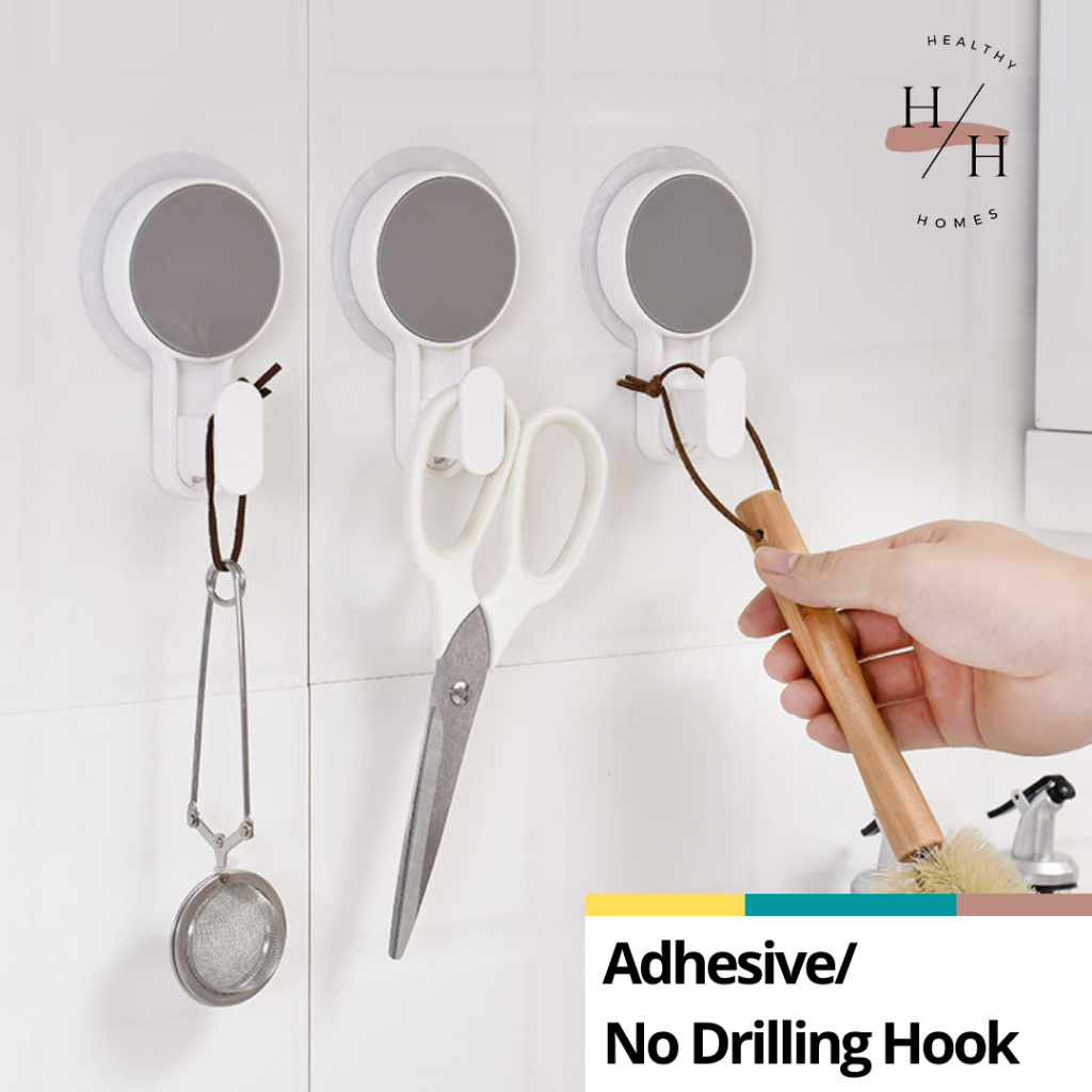 Healthyhomes No Drilling Adhesive Stick On Wall Suction Hook Plastic ...
