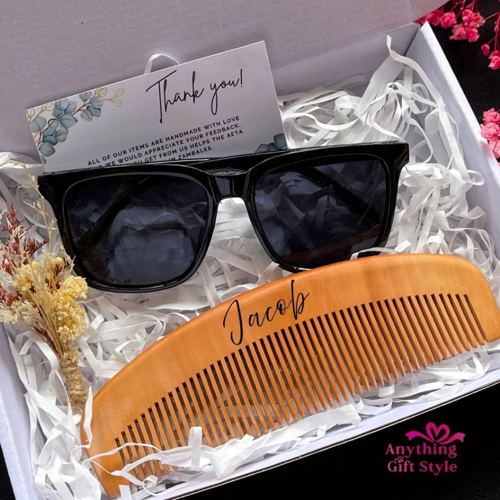 Personalized Gift Box Set – Flat, Curve & Handle Combs with Sunglasses ...