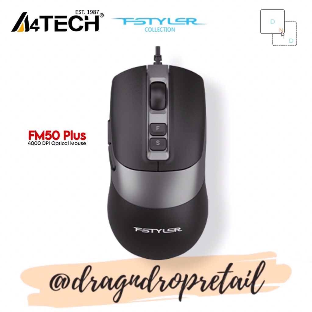 A4TECH Fstyler FM50 Plus 4000 DPI Optical Mouse, 1000Hz, 256K Onboard ...