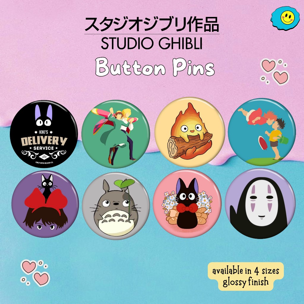 Studio Ghibli Button Pin Badge Anime Button Pins 25mm 32mm 44mm 58mm ...