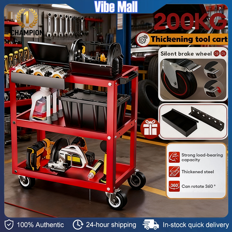 Push Cart Trolley Cart Heavy Duty Tools Organizer 3 layer trolley Full ...