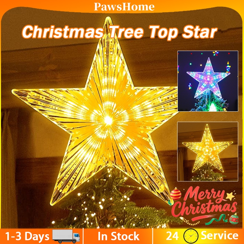 Christmas Tree Star Topper Lights 21cm Decorations For Christmas Indoor ...
