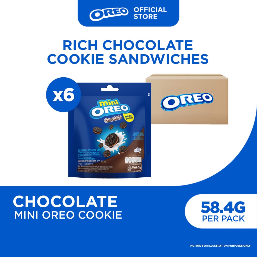 Oreo Mini Pouch Chocolate Snack Pack, Set of 6 x 58.4g - Perfect for On ...