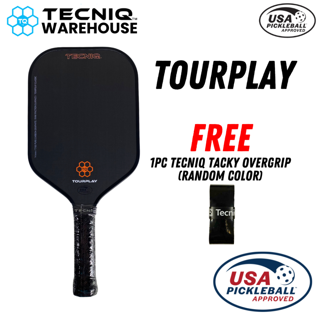 TECNIQ Tourplay 14mm and 16mm Pickleball Paddle Carbon Toray T700 Grit ...