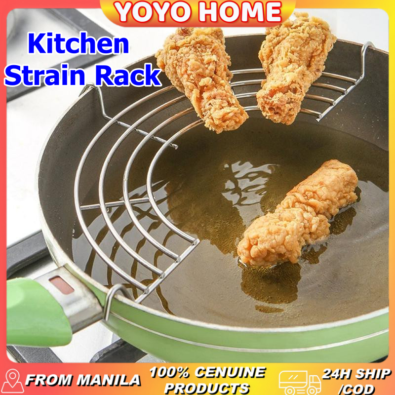 【Hot】26/32CM Stainless Steel Oil Strainer Rack Steam Mesh Filter Oil ...