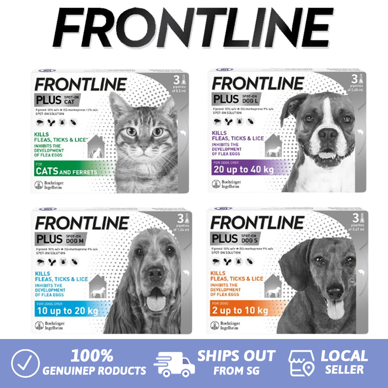 FRONTLINE Plus Anti Flea Tick Lice Flea Eggs Drops for Cats Dogs ...