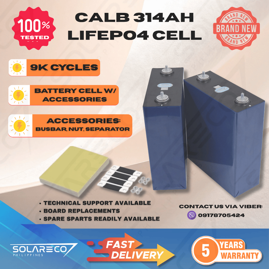 Brand New CALB 3.2v 314Ah LiFePO₄ Battery Cell w/ accs | GENUINE 5 ...