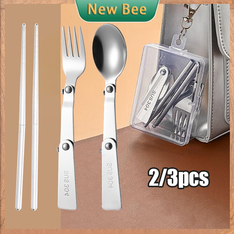 304 Stainless Steel Folding Cutlery Set Portable Picnic Camping Spoon ...