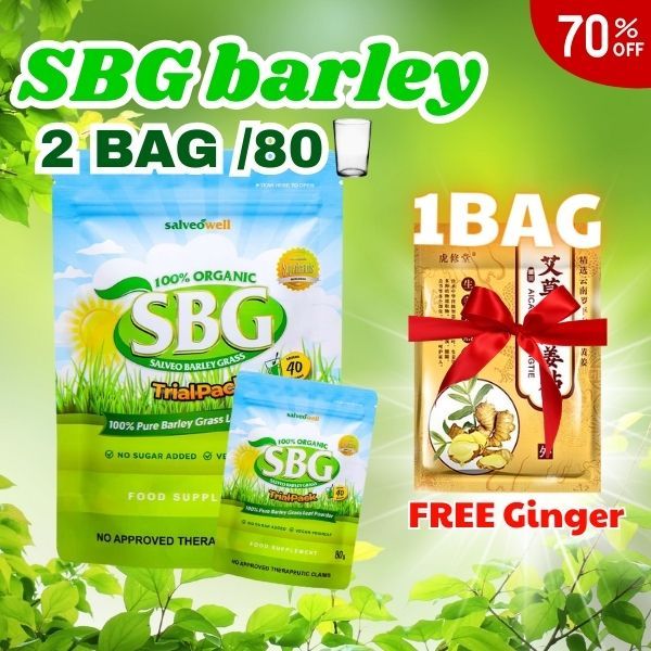 ( COMBO 2 SBG + 1GP) Salveo Barley Grass Powder Original in Trial Pack ...