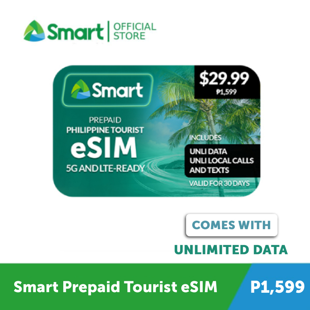 Smart Prepaid Tourist eSIM with Unli Data | Shopee Philippines