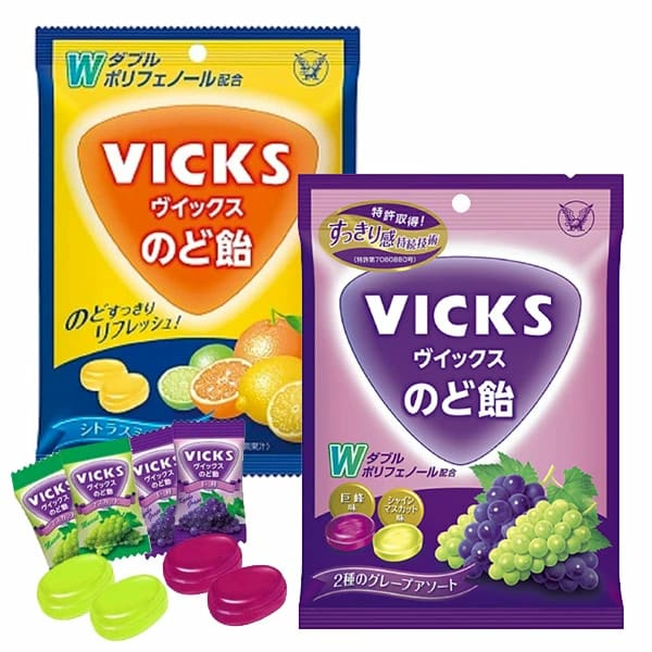 Vicks Mix Grape & Mix Citrus Candy | Refreshing Taste | Made in Japan ...