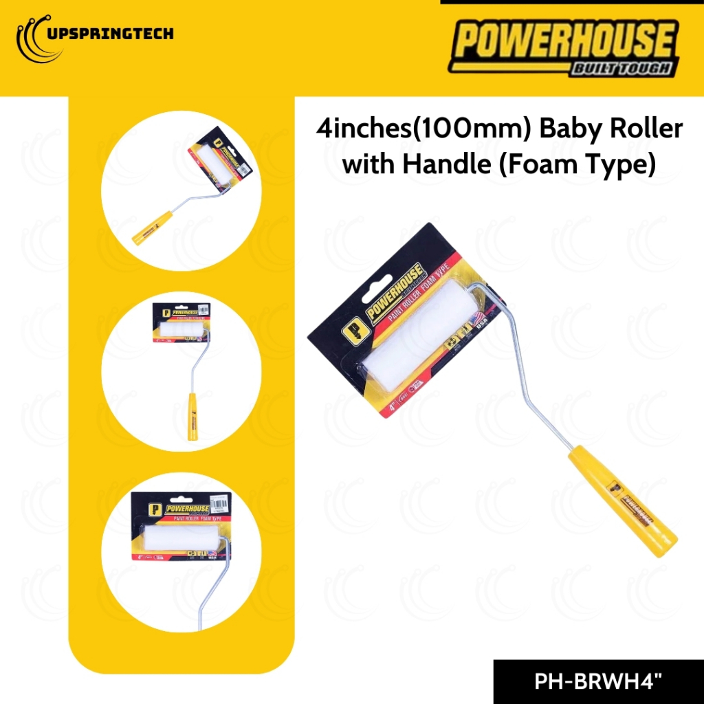 Powerhouse 4″ Baby Foam Paint Roller with Handle – PH-BRWH4″ Wall ...