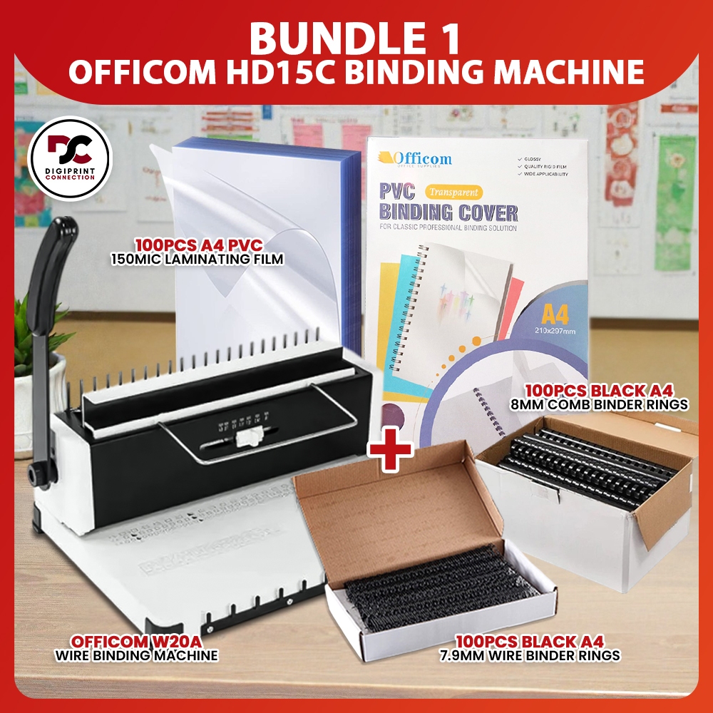 Officom 2in1 Binder Machine HD15C Heavy Duty Dual Function Punching ...