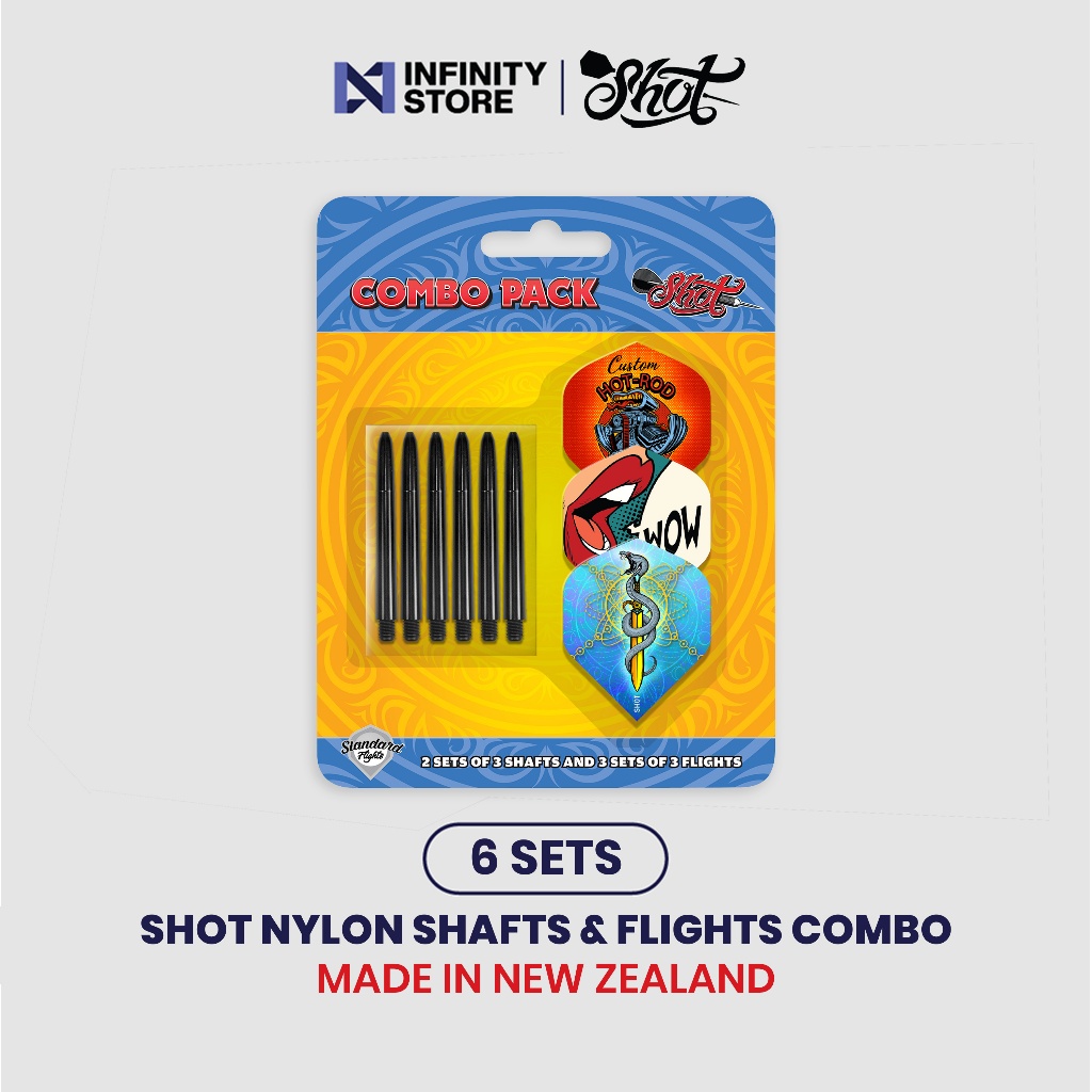 Shot Darts | 6 sets Professional Darts Nylon Shaft & Flights Combo Pack ...