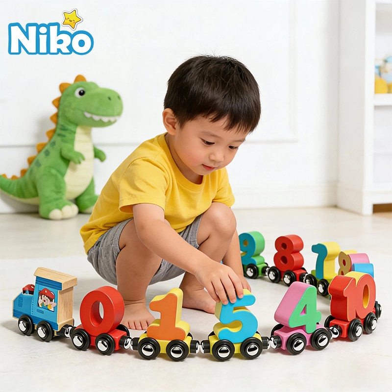 NIKO 12PCS Magnetic Digital Train Toys Early Education Number Wooden ...
