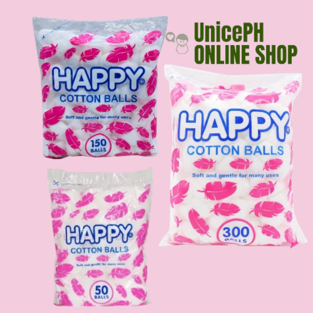 happy cotton balls 50pcs/ 150pcs/ 300pcs | Shopee Philippines