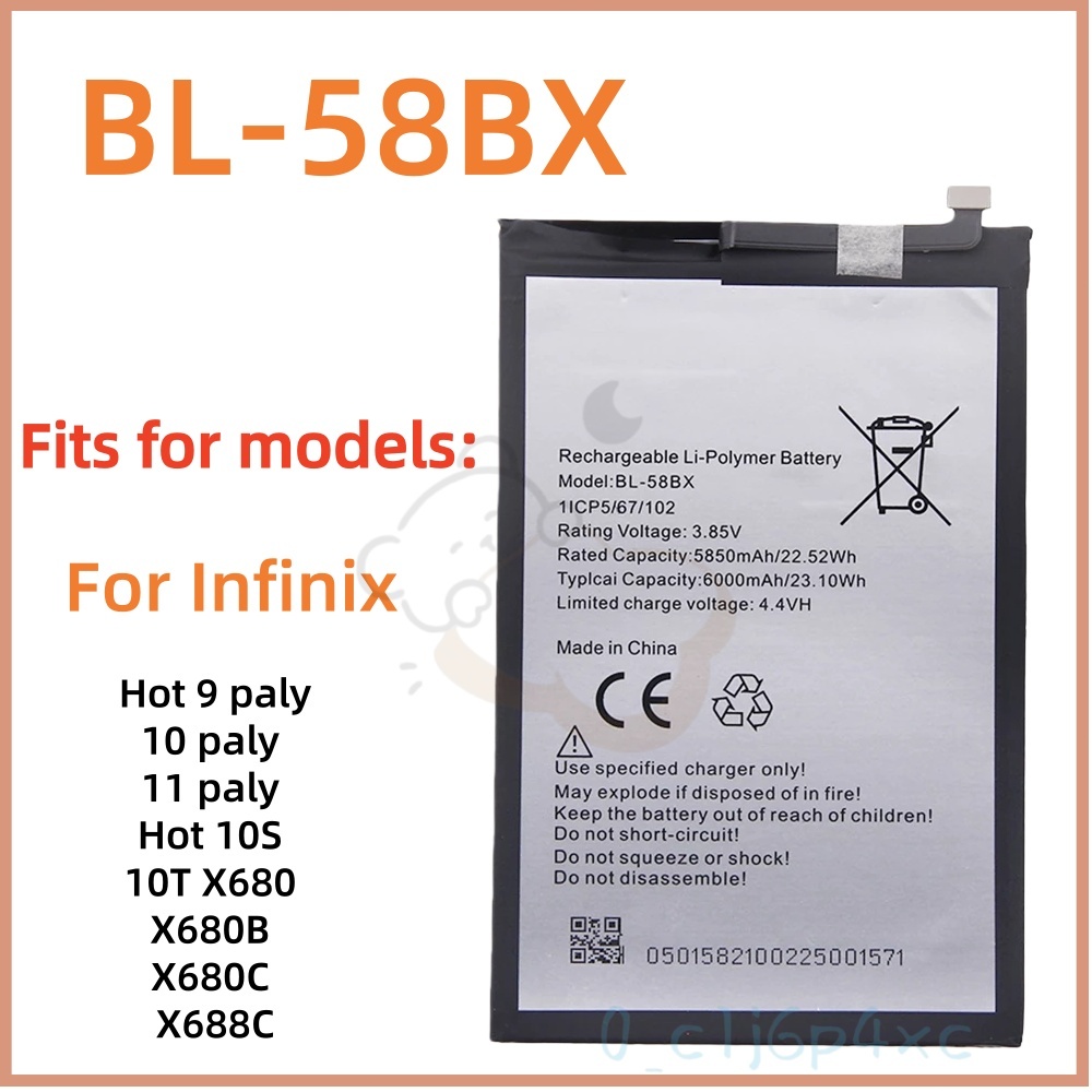 Replacement BL-58BX Battery For Infinix Hot 11 Play / Hot 10T / Hot 20 ...